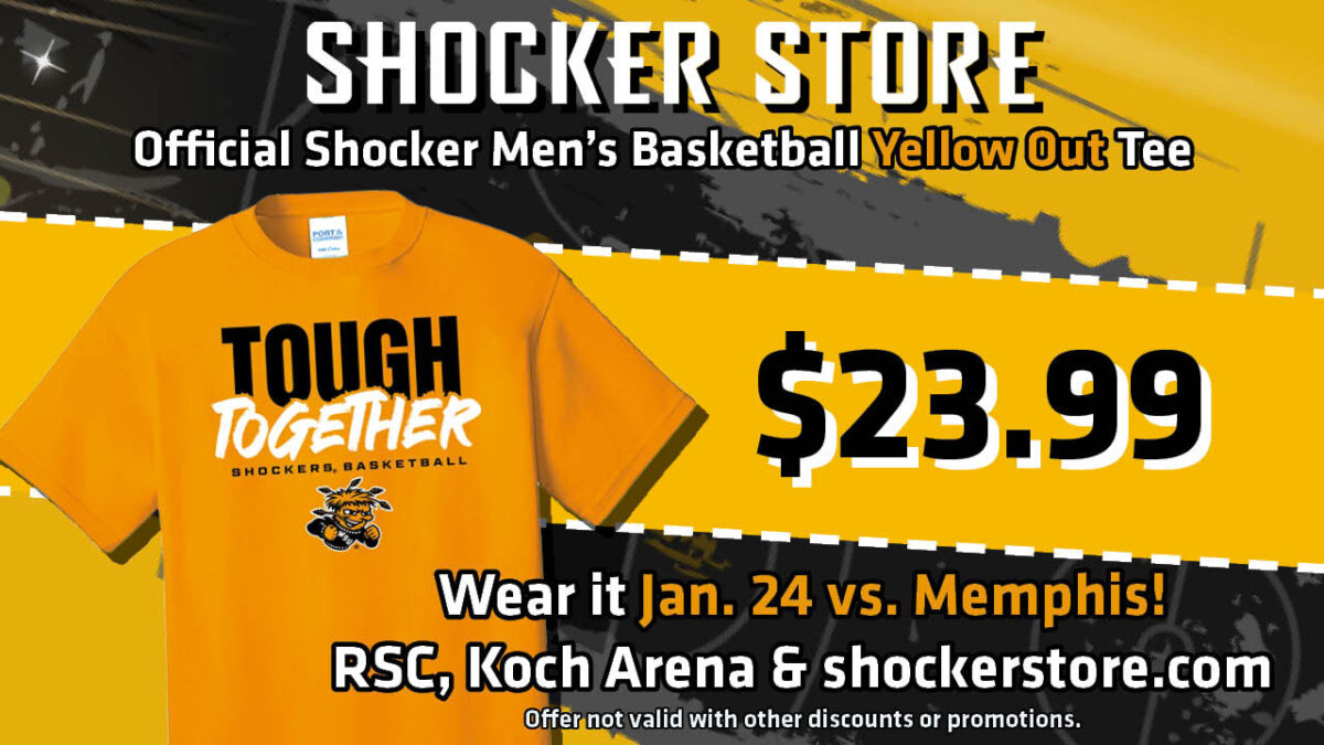 Official Shocker Men’s Basketball Yellow Out Tee – WSUtv